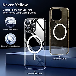 Purluct Magnetic Slim Designed for iPhone 13 Pro Max Case[Compatible with MagSafe],Thin Finish Skin Hard Back Case [Non Yellowing] Ultra Protective Fit Cover with Camera Protection 6.7 Inch (Clear)