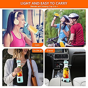Portable Blender, Small Personal Blender for Shakes and Smoothies with 20oz Travel Bottles USB Rechargeable 300W Fresh Juice Blender Pulse Crush Ice Protein Shake Drink on the Go Blender BravoS Blue