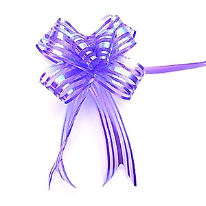20 Pieces Gift Pull Bows Christmas Presents Glittering Wedding Gifts Wrap Strings Knot with Ribbon, Purple