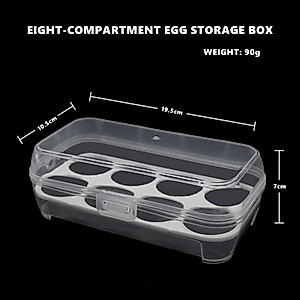 Egg Storage Box 8 Grid Portable Egg Tray Shockproof Leakproof Egg Holder Container for Refrigerator Camping Picnic Hiking, Plastic Egg Storage Box Case, White