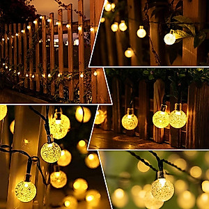 Lezonic Solar String Lights Outdoor Waterproof,50LED Solar Crystal Globe Lights,8 Mode 7M/24Ft Outdoor Solar Powered String Lights for Garden,Patio Yard,Christmas,Parties,Wedding(Warm White)