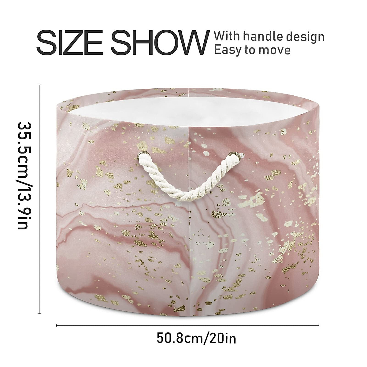 xigua Cotton Rope Basket Rose Gold Abstract Marble Baby Laundry Basket Blanket Kids Toy Storage Basket Glove Box