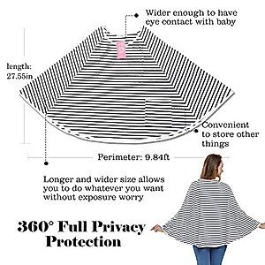 Baby Nursing Cover & Nursing Poncho - Multi Use Cover for Baby Car Seat Canopy, Shopping Cart Cover, Stroller Cover, 360° Full Privacy Breastfeeding Coverage, Baby Shower Gifts for Boy&Girl