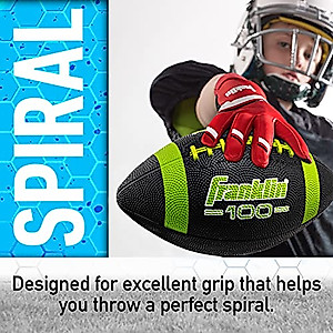 Franklin Sports Junior Footballs - Grip-Rite 100 - Kids Junior Size Rubber Footballs - Youth Footballs - 6 Pack of Footballs with Pump - Black/Optic