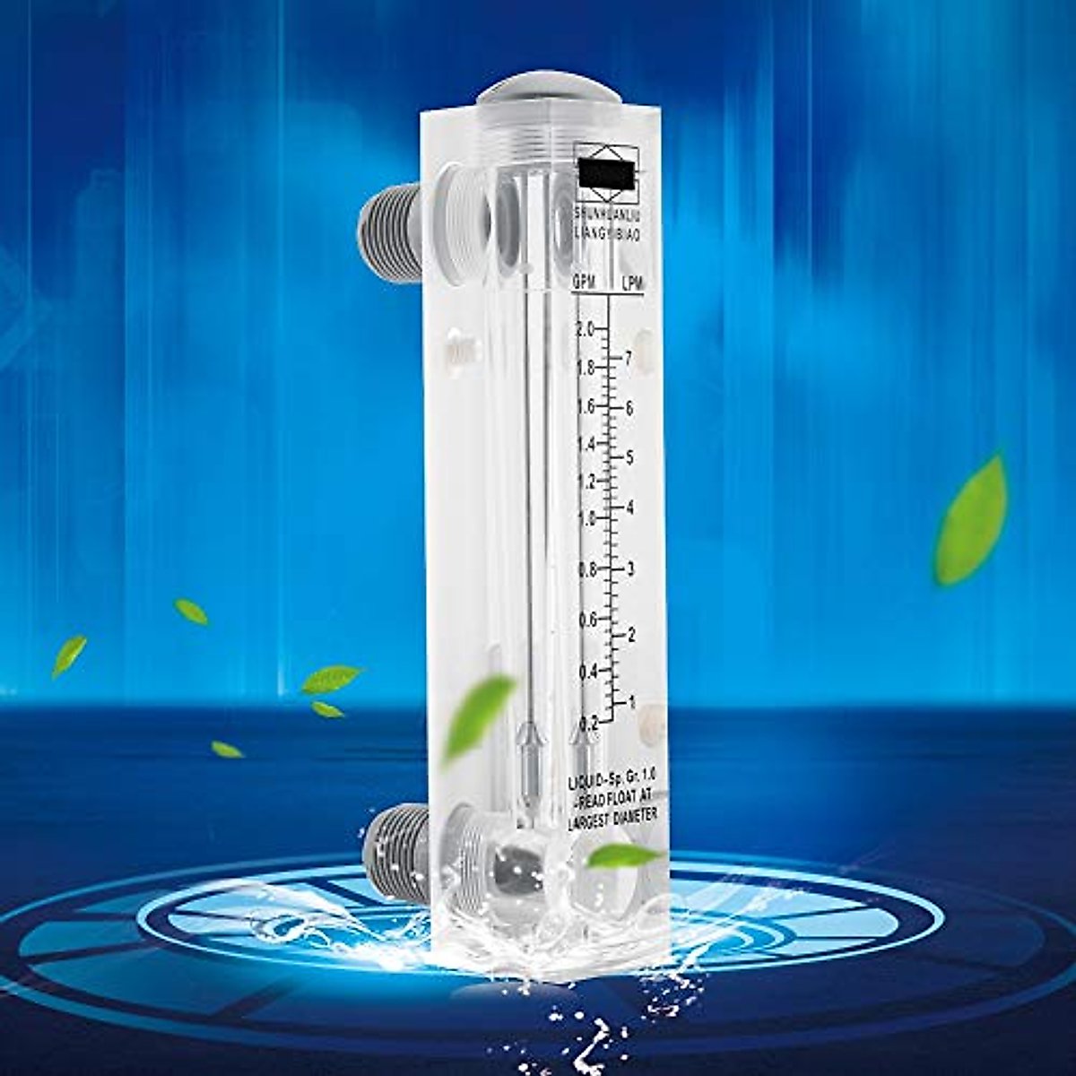 Water Meter Water Flow Meter Flow Meter Water Flow Meter for Rv Flow Sensor,Panel Type Glass Liquid Flowmetre Water Flow Measuring Meter 0.2-2GPM/1-7LPM