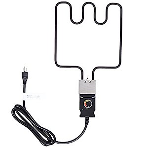 Electric Smoker and Grill Heating Element Replacement Part Smoker heating element with Adjustable Thermostat Cord Controller 1500W Heating Element Replacement Compatible with Master-built Smokers & Turkey Fryers