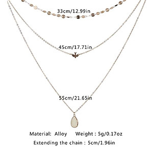 Chmier Bohemia Layered Choker Necklace Gold Disc Choker Dove Necklace Gemstone Necklace Pigeon Gem Charm Pendant Necklace Peace Jewelry for Women