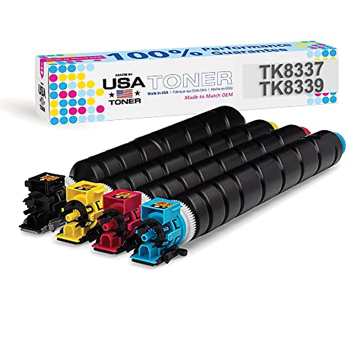 MADE IN USA TONER Compatible Replacement for Kyocera TK8337, TASKalfa 3252ci, 3253ci (CMYK, 4 Color cartridges)