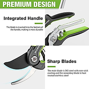 WORKPRO Garden Pruning Shears 2 Pack, 8" Bypass Pruning Shears and 6.25" Straight Garden Scissors, Premium Plant Shears, Garden Clippers Hand Tools for Cutting Flowers, Trimming Plants, Picking Fruits