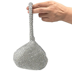 Abbie Home Triangle Full Rhinestones Women's Evening Clutch Party Prom Wedding Purse (Silver)