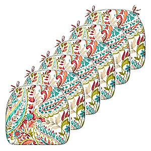 LVTXIII Outdoor Seat Cushions for Patio Furniture D16 x W17 x H2, Chair Pads for Home Office and Garden Decoration, Pretty Paisley, Set of 6