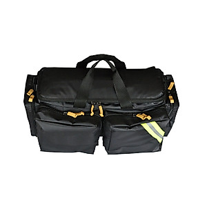 LINE2design EMS Oxygen Bag - Portable Deluxe O2 Supplies with Shoulder Strap - Paramedic Medical Ambulance Gear - Black