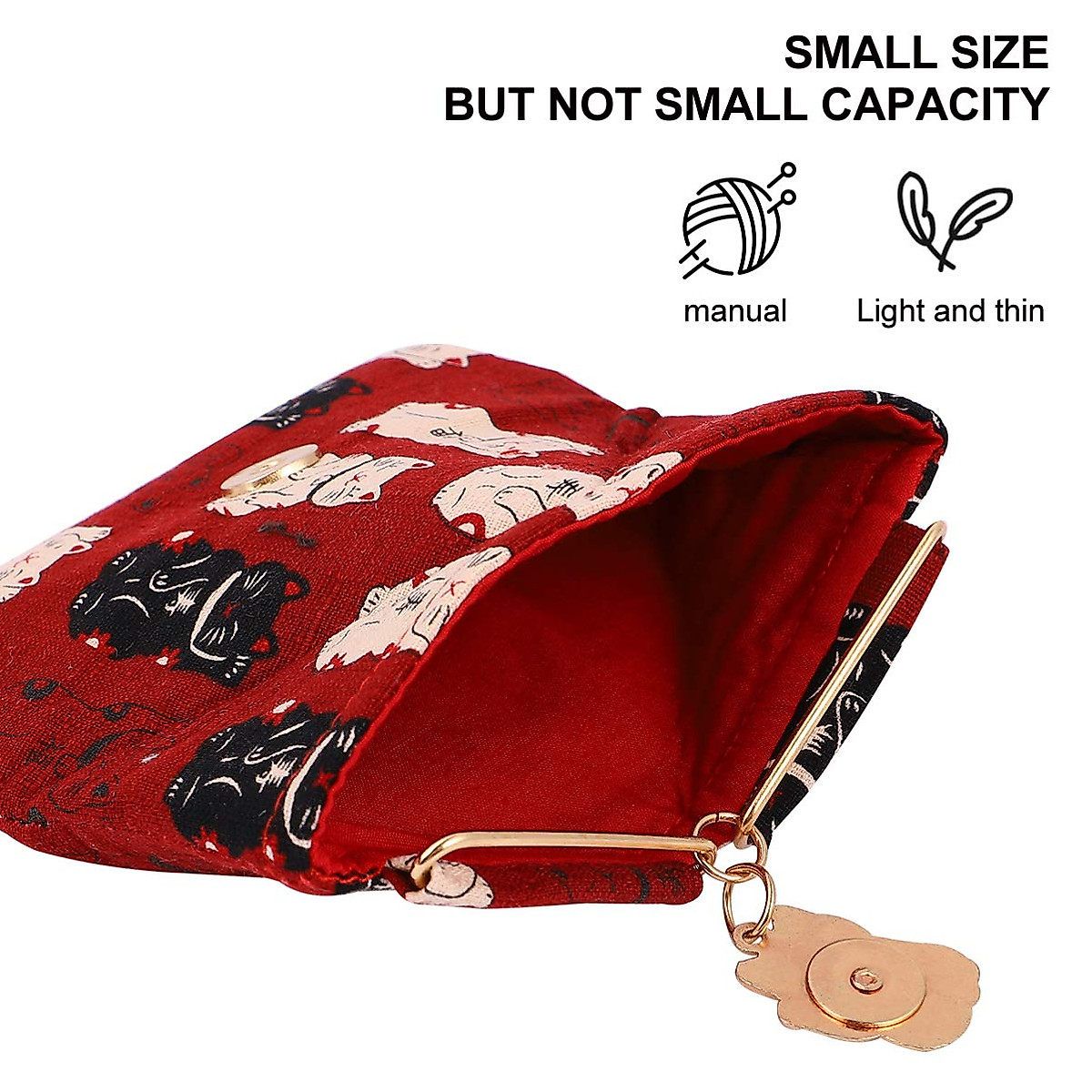 TENDYCOCO Women Wallet Lucky Cat Printed Coin Purse Magnetic Buckle Cotton Pouch Japanese Style Wallet