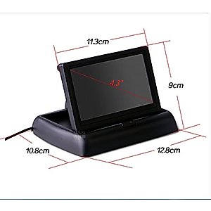 4.3" Car Auto Foldable Monitor LCD Screen Dash Stand 3M Sticker 12-24V Input Universal for Truck Auto 2 RCA Video Channels for Backup Camera/Rear View/DVD/Media Player