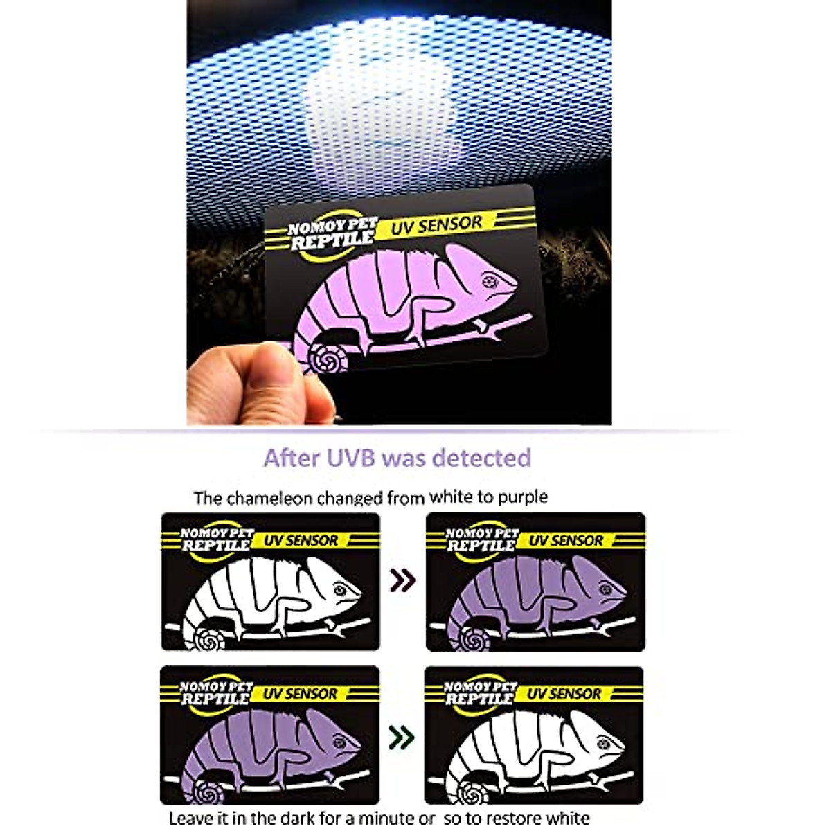 Makmzoon Reptile UV Tester, 3.3inch Test UVB Sensor Reptile Heat Lamp fit UVB Bulb UV Sensor Testing Card(2-Pcs)