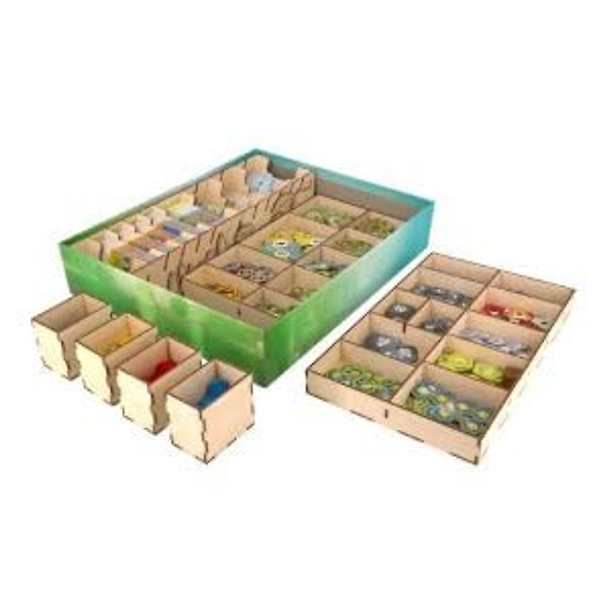 The Broken Token Ark Nova Compatible Game Organizer - Wood Storage Box with Multiple Trays for Cards, Bids, Players & More - Unofficial Wooden Game Organizer