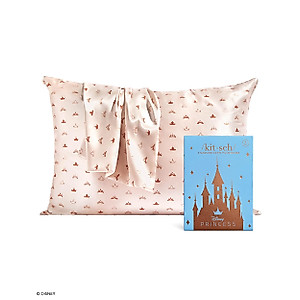 Kitsch x Disney Satin Pillowcase with Zipper for Hair & Skin, Softer Than Silk Pillow Cases Queen, Pillow Covers, Machine Washable, Wrinkle-Free, Satin Pillow Cases Standard Size 19x26 (Desert Crown)