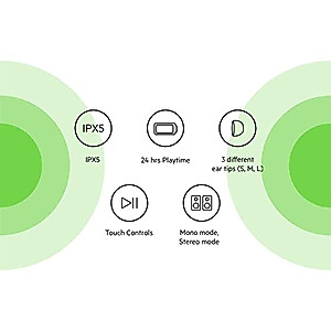 Belkin Wireless Earbuds, SOUNDFORM Move True Wireless Bluetooth Earphones with Touch Controls, IPX5 Certified, Sweat and Water Resistant with Deep Bass for iPhone, Galaxy, and More - Black