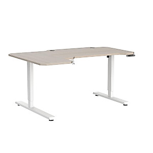 Radlove 59-Inch Large Electric Height Adjustable Computer L-Shaped Desk with Memory Controller Corner Standing Desk Modern Workstation with Splice Board Ergonomic Desk (White Frame + Oak Top)