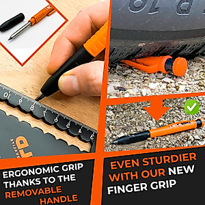 THORVALD New 2-in1 Carpenter Pencils winth Finger Grip for Carpenter (Incl. 7 Leads + Sharpener) Solid Mechanical Pencils with Fine Point/Best Marking tools Construction/Carpenters/Scriber