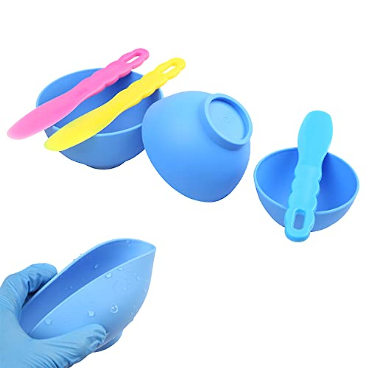 Dental Lab Rubber Mixing Bowl Plastic Spatulas for Alginate Impression Plaster Materials(6Pcs)