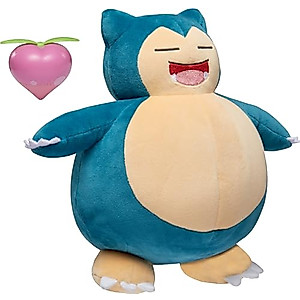 Pokemon Snooze Action Snorlax Plush, 10-Inch Plush Toy - Features Over 20 Authentic Snorlax Sounds, with 2 Modes of Play: Asleep & Awake, Plus Vibrating Belly - Eats Pecha Berry (Included)