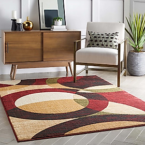 Well Woven Dulcet Bingo Red Modern Geometric Area Rug (5'3" x 7'3")