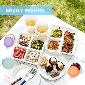 GUMBALL 6 Pack Salad Dressing Container To Go, 1.6oz Stainless Steel Sauce Containers Condiment Cups with 8 Silicone Lids for Lunch Bento Box, Leakproof, Easy to Open - 1 Extra Deep Clean Brush