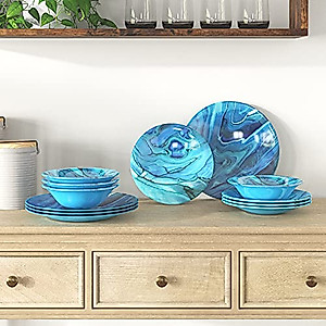 Certified International Fluidity 12 Piece Melamine Dinnerware Set, Service for 4, Multi Colored