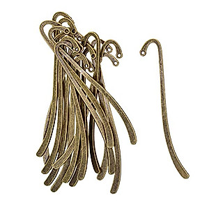 Baosity 20 Pieces Designs Metal Bookmarks Book Mark with Hook Beading Jewelry Findings Crafts x 14mm , Antique Bronze