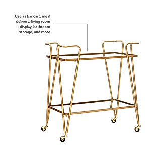 Linon Gina Mid-Century Bar Cart, Gold
