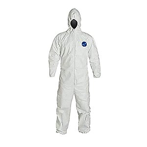 Tyvek Disposable Suit by Dupont with Elastic Wrists, Ankles and Hood (3XL) White