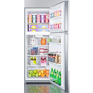 Summit FF1427SS 26"" Top Freezer Refrigerator with 12.9 cu. ft. Capacity Adjustable Glass Shelves Reversible Doors Interior Light in Stainless Steel