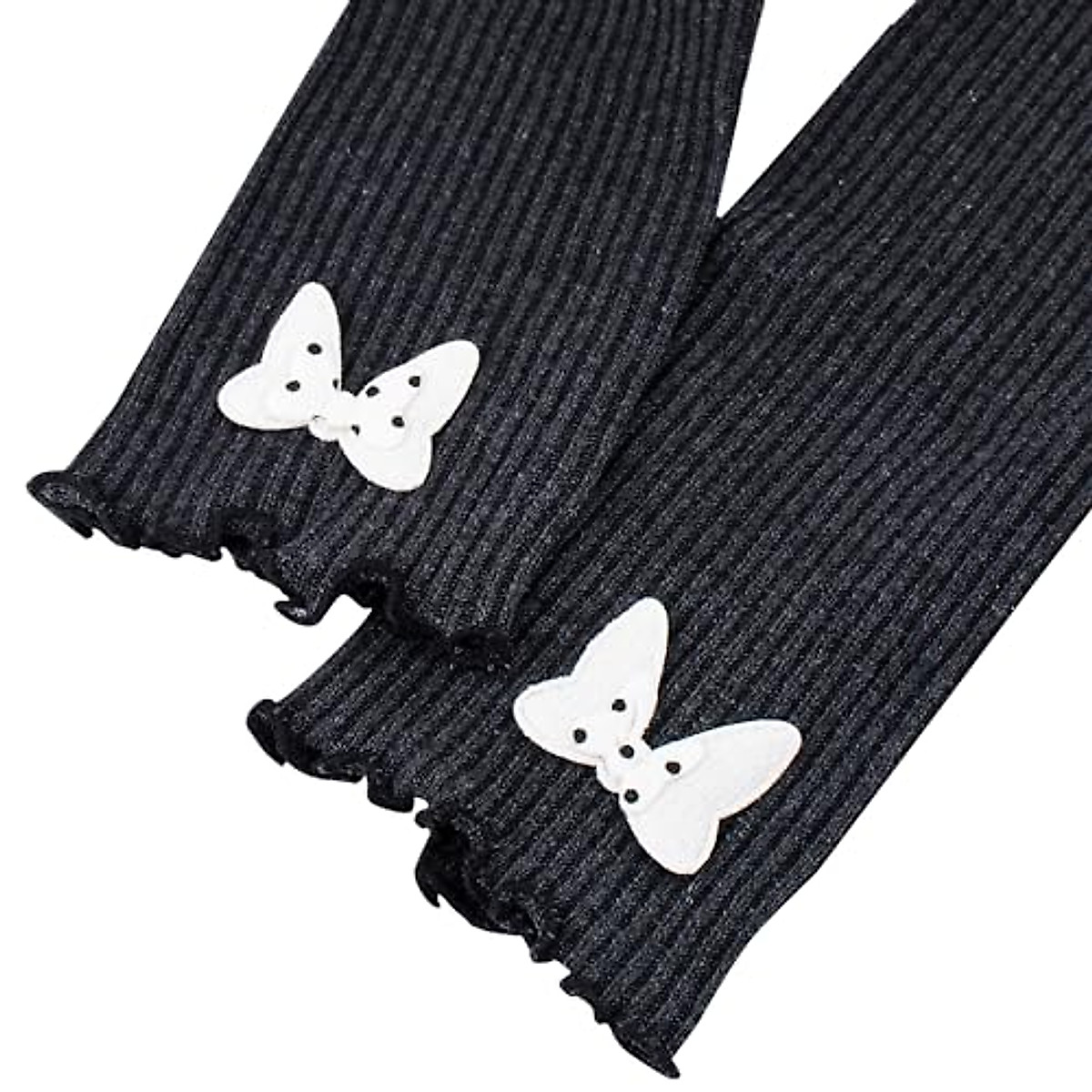 Looching 4 Pack Baby Toddler Kids Girls Footless Tights Cotton Leggings Cable Ribbed Knit Ruffle Stocking Pant with Bow(12-24 Months)
