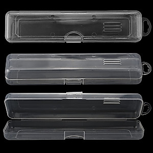 WYOMER Pack of 4 Travel Size Toothbrush Case Holder, Transparent Plastic Toothbrush Case Portable Toothbrush Storage, Hard Plastic Transparent Toothbrush Carrying Box for Traveling