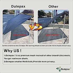 Dulepax RV Awning Side Shade- 9'X7' -Second Generation RV Awning Side Shade Screen Significantly Improves Shadew and Privacy.Universal RV Awning Shade Screen with Complete Kits.