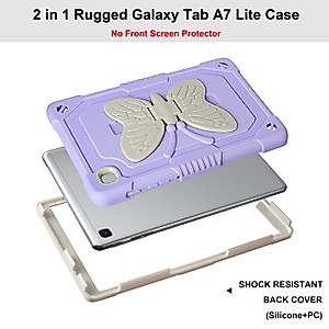 VOFUOE for Samsung Galaxy Tab A7 Lite Case 2021 with Kickstand Butterfly Wings 2 in 1 Heavy Duty Shockproof Protective Tablet Cover Kids Girls for Galaxy Tab A7 Lite 8.3 Inch SM-T220/T225 - Purple