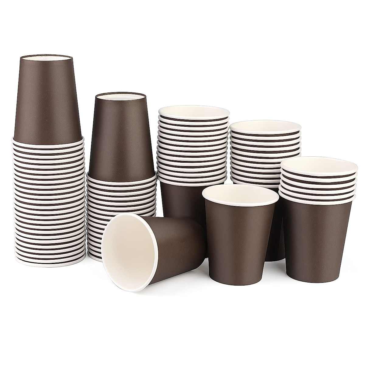 BALDCC 75 Packs of Brown Paper Hot Cups, 8 oz Disposable Paper Cups, Hot Coffee Cups, Beverage Cups, Suitable for Offices, Home Kitchens, Coffee Shops（Brown）