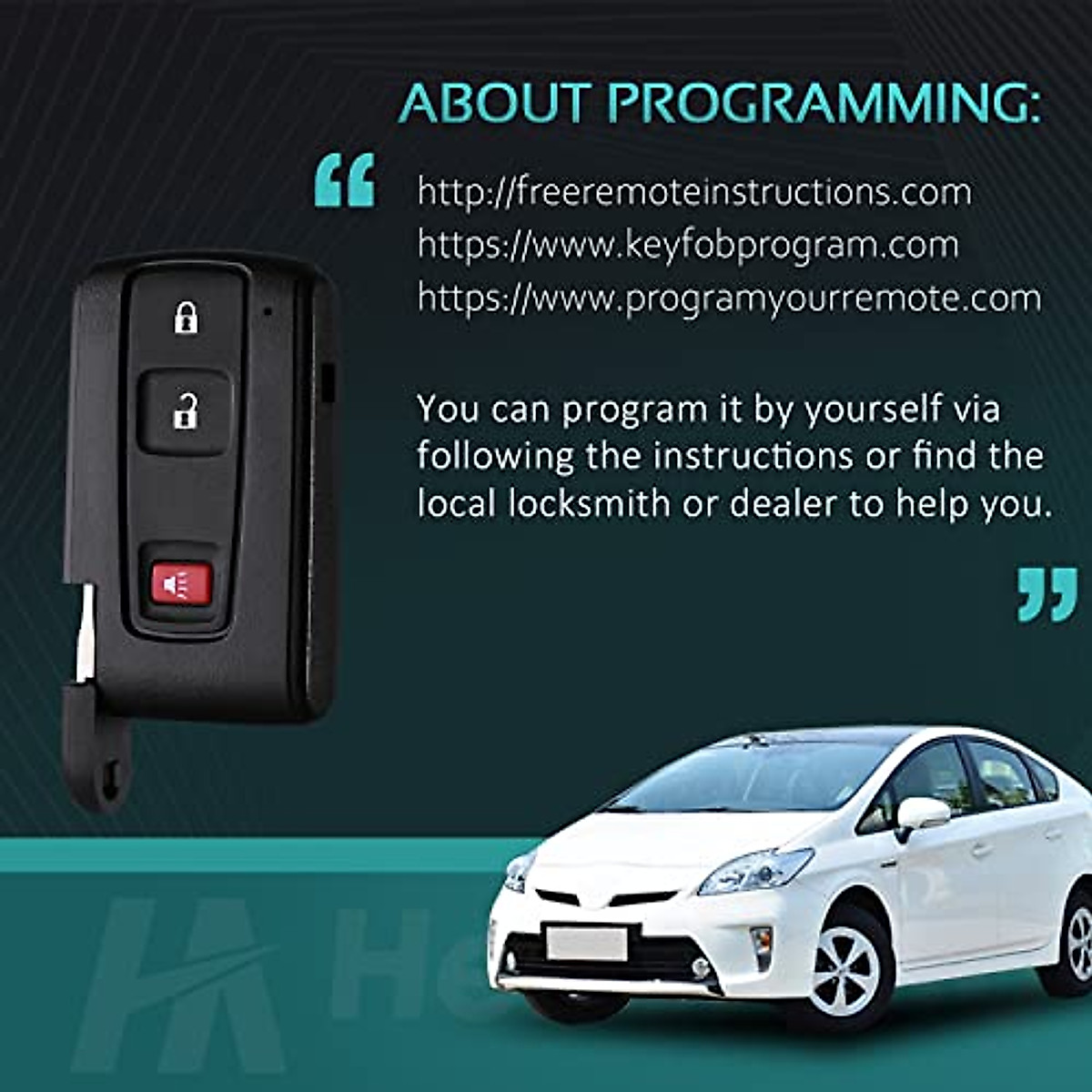 HelloAuto Key Fob Fit for 2004-2009 Toyota Prius 3 Buttons Replacement Keyless Entry Smart Remote Key. FCC ID: MOZB31EG P/N: 2584A-B31EG, 89994-47061 (ONLY FITS Silver Logo)