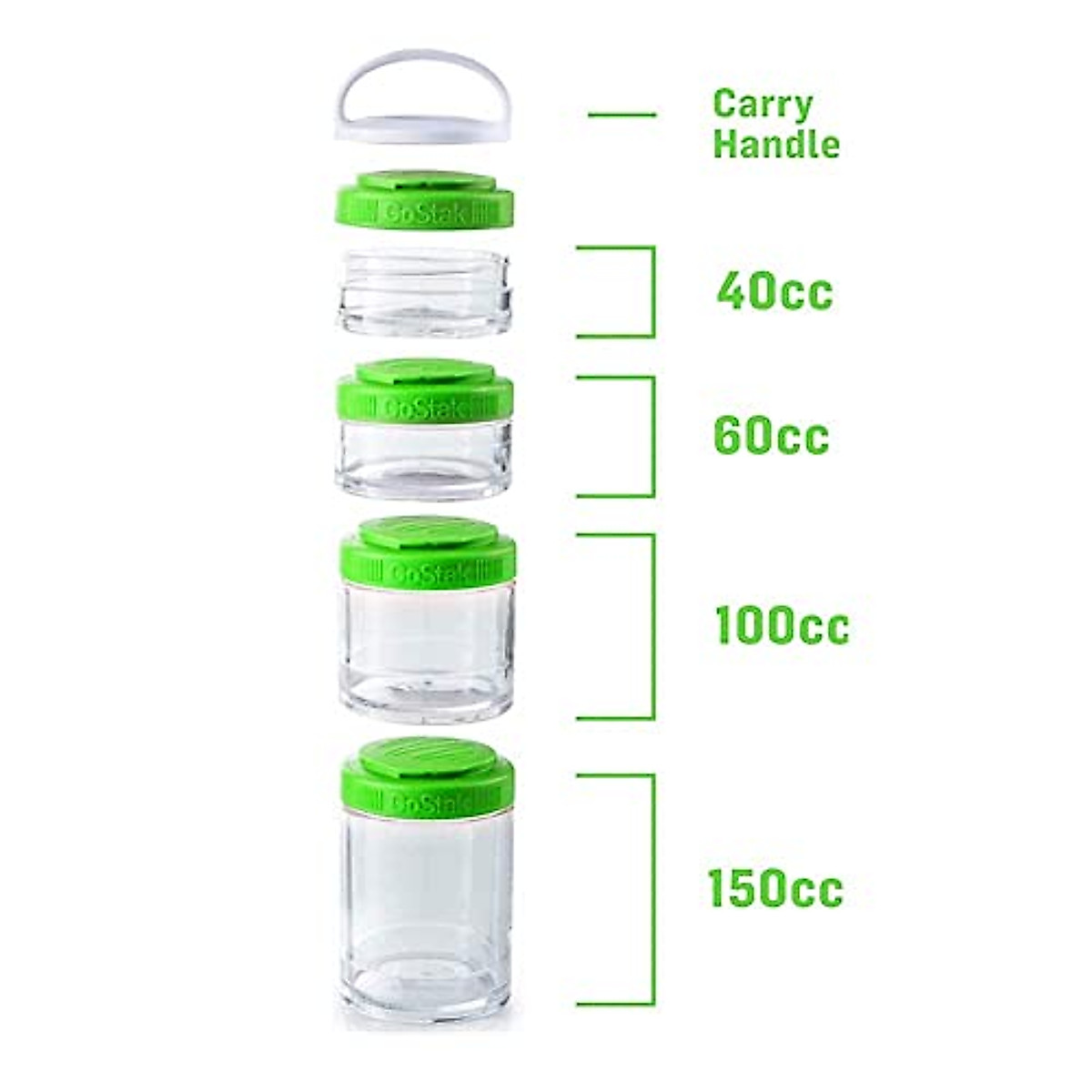 DENPETEC 1Set Portable and Stackable Twist Lock Storage Jars Snack Container for Protein Powder,Health y Snacks,and Portion Control,Random Color (1 Set have 4pcs Scale Jar)