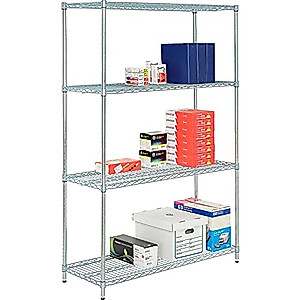 Economy Wire Shelving Starter Unit, 4 Tier, Zinc Chromate, 24"W, x 48"L, x 74"H