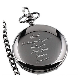 Personalized Gunmetal Pocket Watch with Gold Dial Custom Engraved Free with Gift Box - Ships from USA
