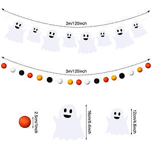 Halloween Banner 3 Pcs Burlap Boo Banner Felt Garland Ghost Decor White Orange and Black Hanging Halloween Decorations Outdoor for Party Halloween Birthday Fireplace Carnival Decorations