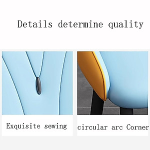 RILOOP Kitchen Napa Leather Dining Chairs Kitchen Living Room Lounge Counter Chairs Sturdy Carbon Steel Metal Legs Household Desk Chair Living Room Chairs/Off White+Grey