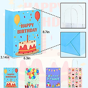 GITMIWS 24Pcs Birthday Gift Bags with Handles - 8.7" Small Paper Bags, Favor Bags, Goody Bags, Goodie Bags, Party Bags for Kids Birthday
