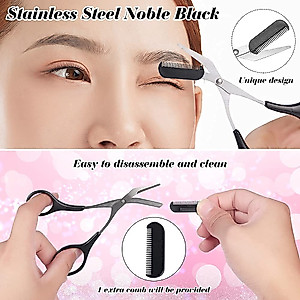 XUJINCN3-in-1 Eyebrow Scissors Kit，Eye Brow Cutter for Women，Eyebrow Grooming kit Specially Designed for Women，Include；Eyebrow Scissors with Comb, Hair Removal Tweezers, Facial Eyebrow Razor（Black)