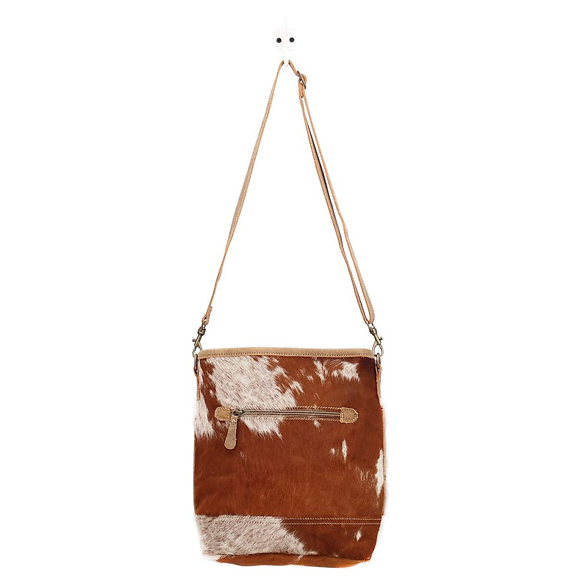 Myra Bag Nut Brown Upcycled Canvas & Cowhide Shoulder Bag S-1463