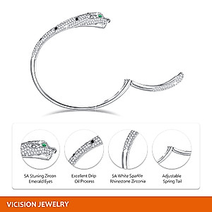 VICISION Panther Bracelet for Women Leopard Design with 18K Gold Plated 5A Cubic Zirconia Stones Birthday Present for Her Women Teen Girls - VB11 Silver