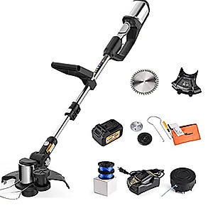 SALEM MASTER 20V String Trimmer 12 Inch Edger Cordless Stringless Trimmer 4.0Ah Battery and Charger Included Electric Weed Trimmer for Lawn Patio Garden