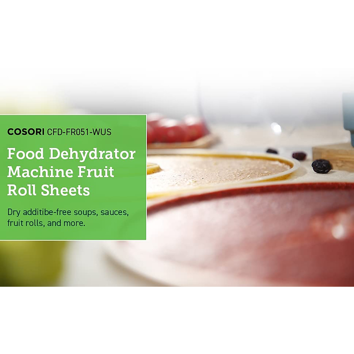 COSORI Food Dehydrator Machine Fruit Roll Sheets, BPA-Free Plastic Tray Liners for Fruit Leather/ Roll, Meat, Beef jerky, Herb, Vegetable, CFD-FR051-WUS, 2Pack